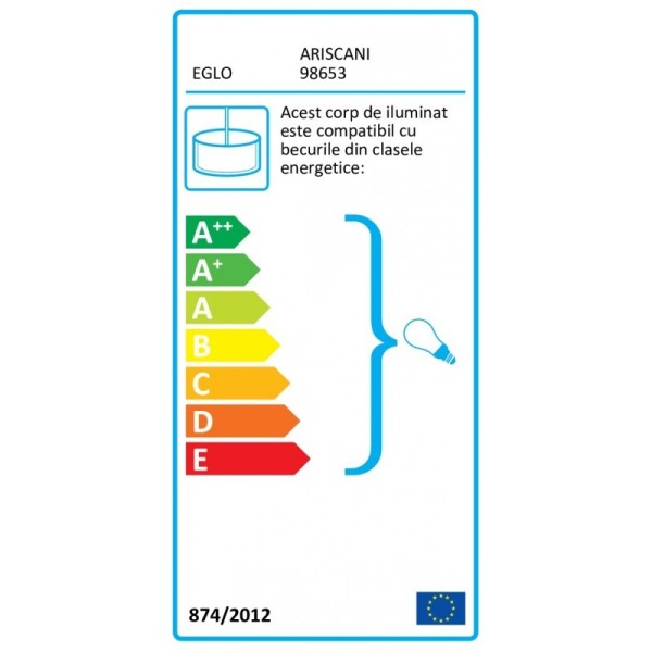 Lustra ARISCANI 98653 EGLO, D42, E27 3x40W, otel-negru, sticla-fumurie