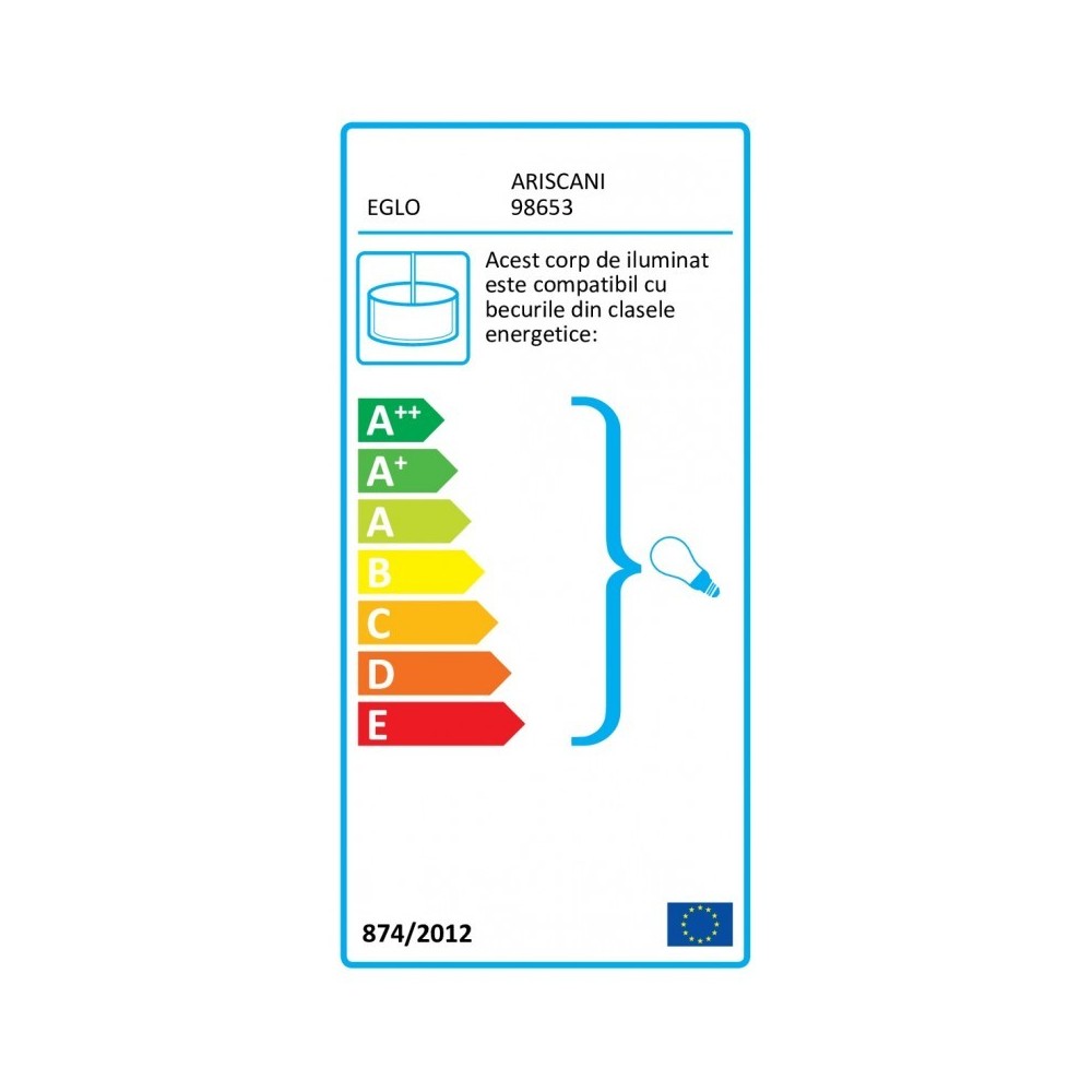 Lustra ARISCANI 98653 EGLO, D42, E27 3x40W, otel-negru, sticla-fumurie
