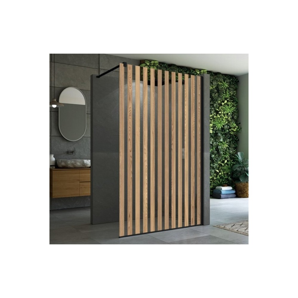 Paravan dus Walk-in SanSwiss Easy JAPAN STR4P1600682, profil negru mat ...