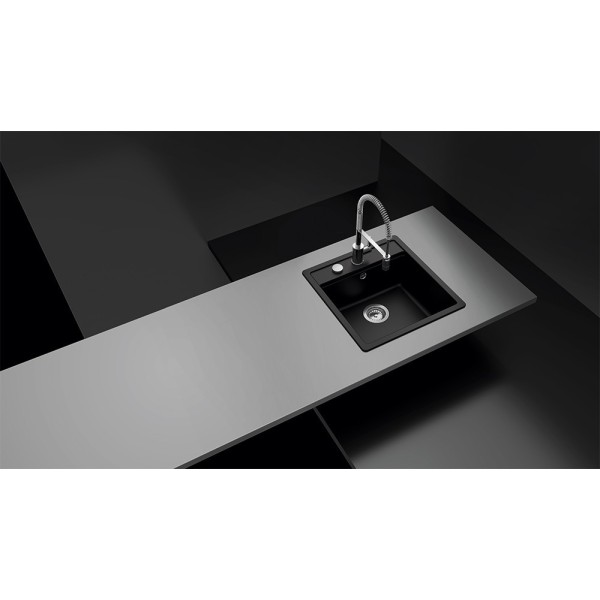 Chiuveta bucatarie Schock Mono N-100S Cristadur Stone 490 x 510 mm cu sifon automat, granit ...