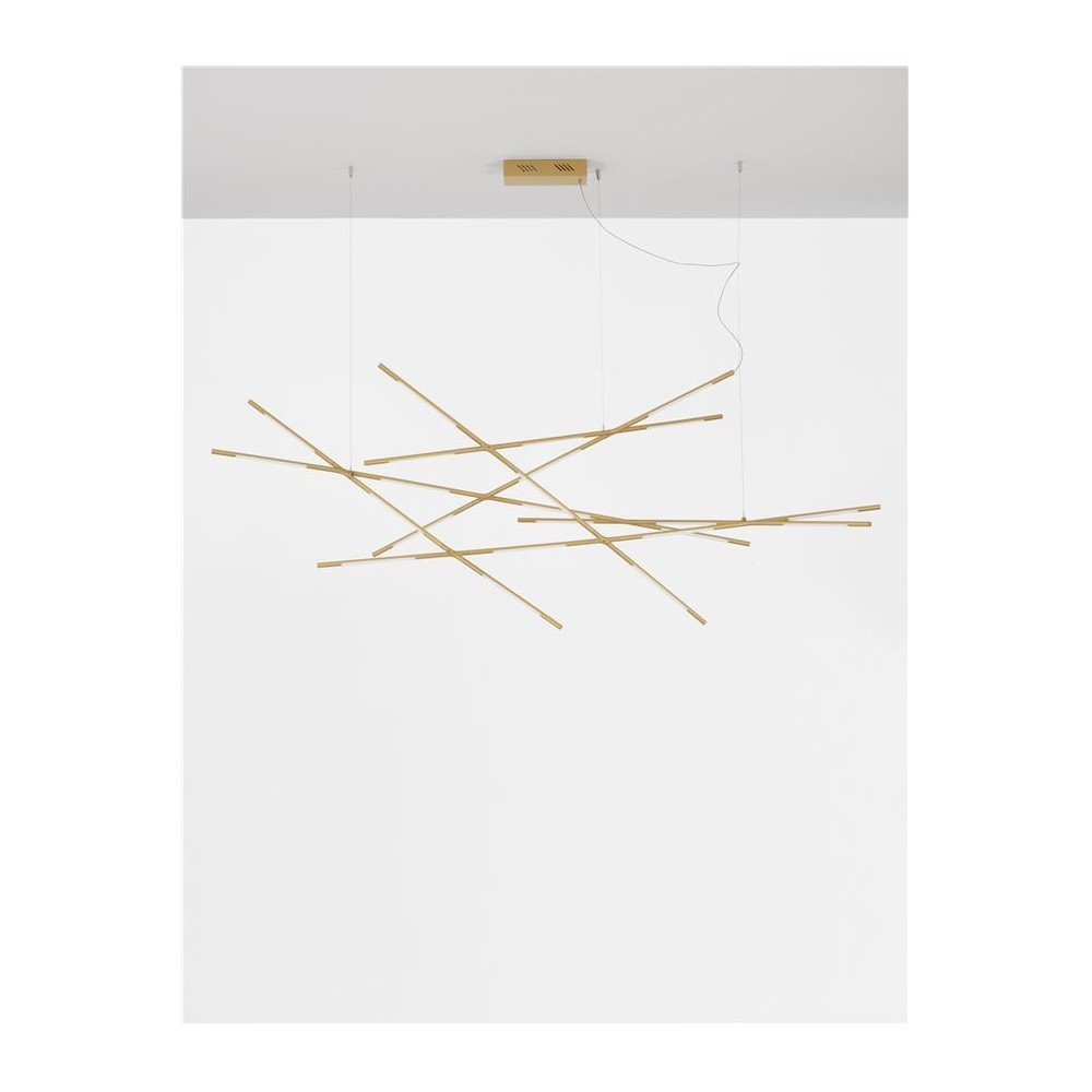 Lustra design RACCIO, LED 92W, 3000K, lampa moderna alama finisaj gold ...
