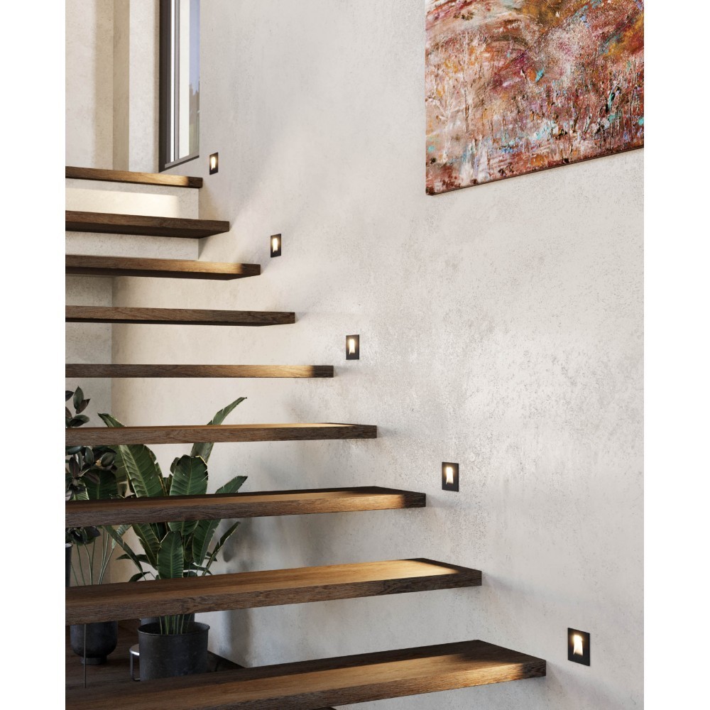 Spot de scara MECINOS 99644 EGLO, LED 2W, 90lm, 3000K, Otel, Negru