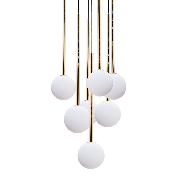 Lustra decorativa ALI 5642 Zuma Line, G9, 7x40W, negru, gold, alb